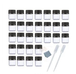 elfenstall 100pcs 1ml 1/4 dram mini clear glass essential oils sample bottles with black caps for essential oils,chemistry lab chemicals, perfumes. 2x 1ml plastic droppers