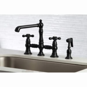 Kingston Brass KS7270AXBS English Country Bridge Kitchen Faucet, Matte Black