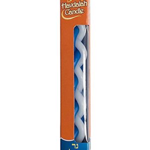 Ner Mitzvah Braided Havdalah Candle - 2-Pack - Blue and White Paraffin Wax - Handcrafted Havdallah Candle - Shabbat Judaica Gift