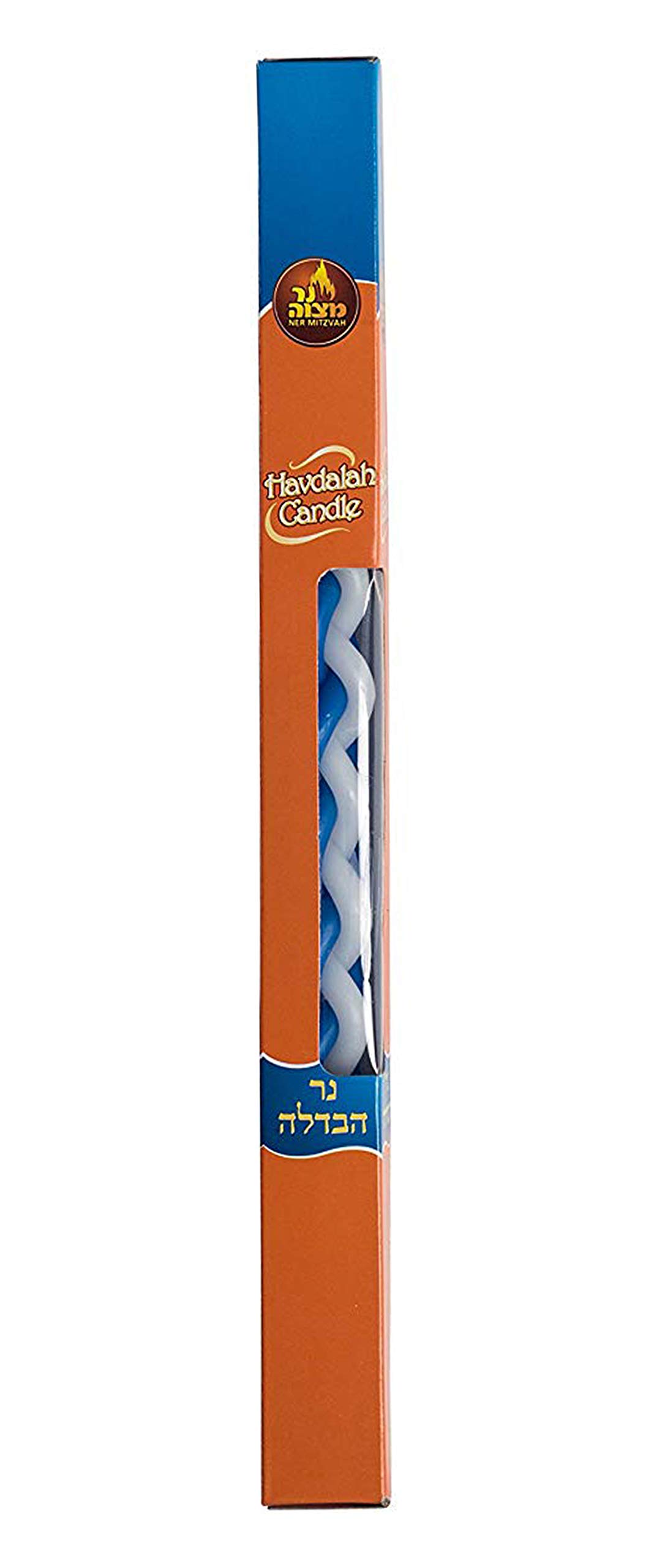 Ner Mitzvah Braided Havdalah Candle - 2-Pack - Blue and White Paraffin Wax - Handcrafted Havdallah Candle - Shabbat Judaica Gift