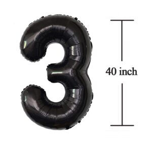 Black 30 Number Balloons Giant Jumbo Number 30 Foil Mylar Balloons for Women Men 30th Birthday Party Supplies 30 Anniversary Events Decorations