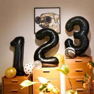 Black 30 Number Balloons Giant Jumbo Number 30 Foil Mylar Balloons for Women Men 30th Birthday Party Supplies 30 Anniversary Events Decorations