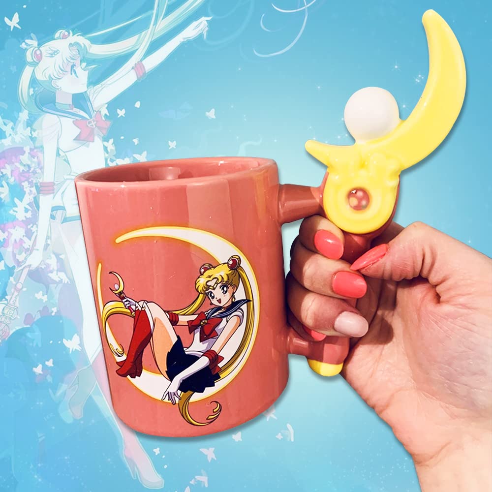 JUST FUNKY Sailor Moon Coffee Mug | 3D Molded Pink colored Ceramic Coffee Mug | Set of 1 | Anime Mug| Sailor Moon Mug |Kitchen Stuff | 13Oz Coffee Mug