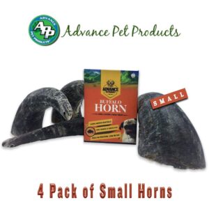 Buffalo Horn 4 Pack Small Long Lasting 100% Natural Water Dog Chews (4 Pack Small)