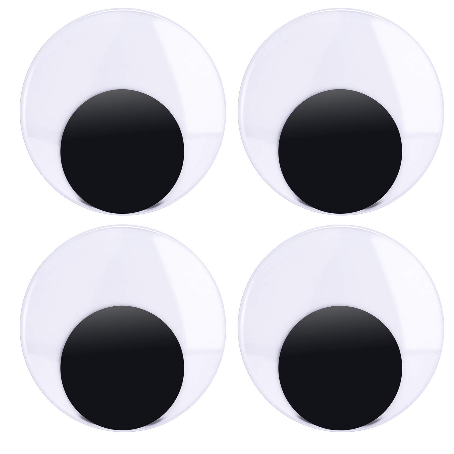 Sunmns 4 Inch Large Sized Plastic Wiggle Eyes with Self Adhesive for Craft Decorations, 4 Pack