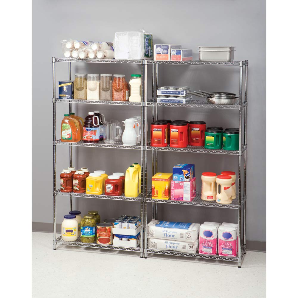 Seville Classics UltraDurable Commercial-Grade 5-Tier NSF-Certified Steel Wire Shelving with Wheels, 36" W x 18" D - Chrome