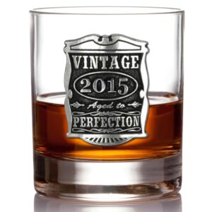 english pewter company vintage years 2015 10th wedding anniversary old fashioned whisky rocks glass - unique gift idea for men for that special tin anniversary [vin007]…