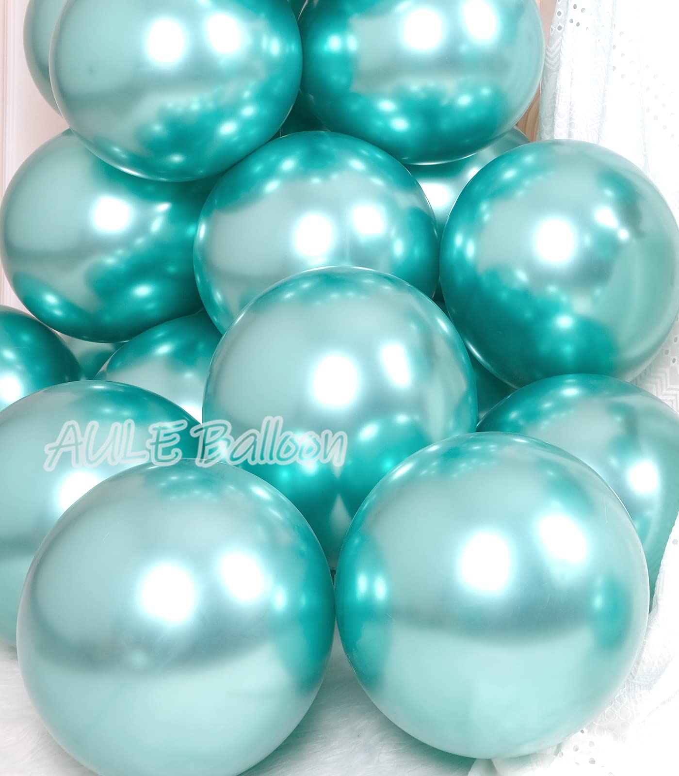 AULE Party Balloons 50 Pcs 12 inch Teal Green Metallic Chrome Helium Shiny Latex Thicken Balloon Perfect Decoration for Wedding Birthday Baby Shower Graduation Christmas Carnival