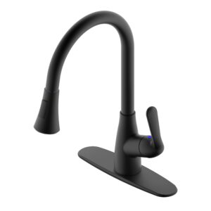 derengge single handle pull-down sprayer kitchen faucet, mattte black kitchen sink faucet,1 hole or 3 hole installation, f-058-mt