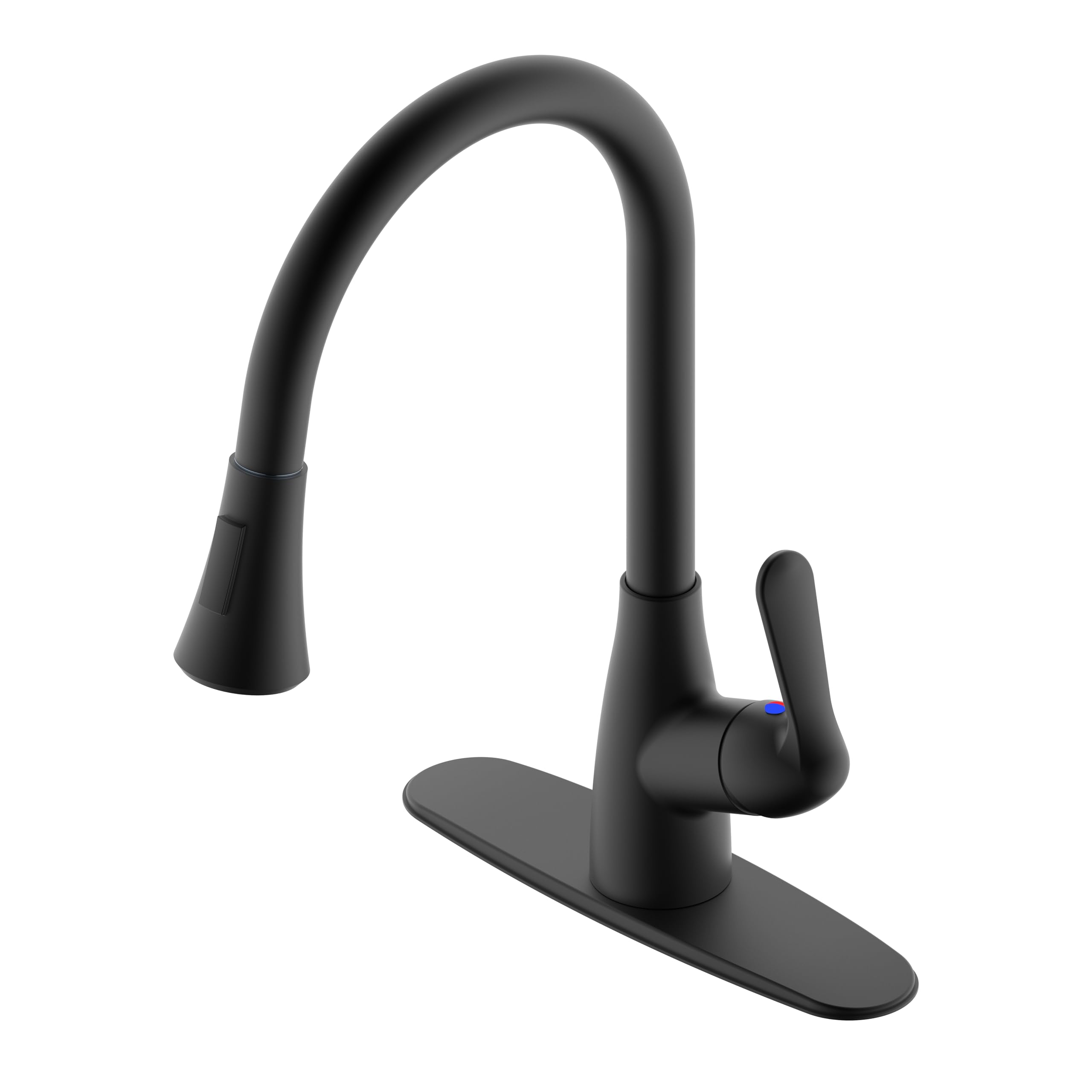 Derengge Single Handle Pull-Down Sprayer Kitchen Faucet, Mattte Black Kitchen Sink Faucet,1 Hole or 3 Hole Installation, F-058-MT