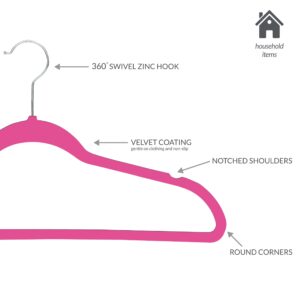 Simplify 100 Pack Slim Velvet Suit Hangers in Fuchsia, Fuschia