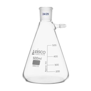 eisco buchner filtering flask, 500ml - socket size 24/29 - interchangeable joint - side arm - borosilicate glass