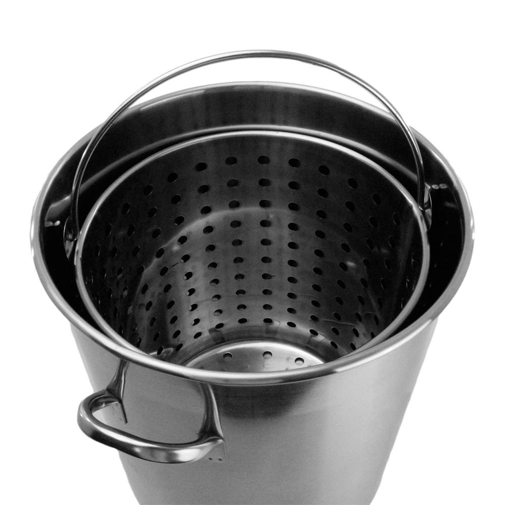 Thaweesuk Shop 36QT Stockpot Stainless Steel Pot Strainer Basket Heavy Duty Outdoor Stock pot Height 16" Diameter 13" of Set