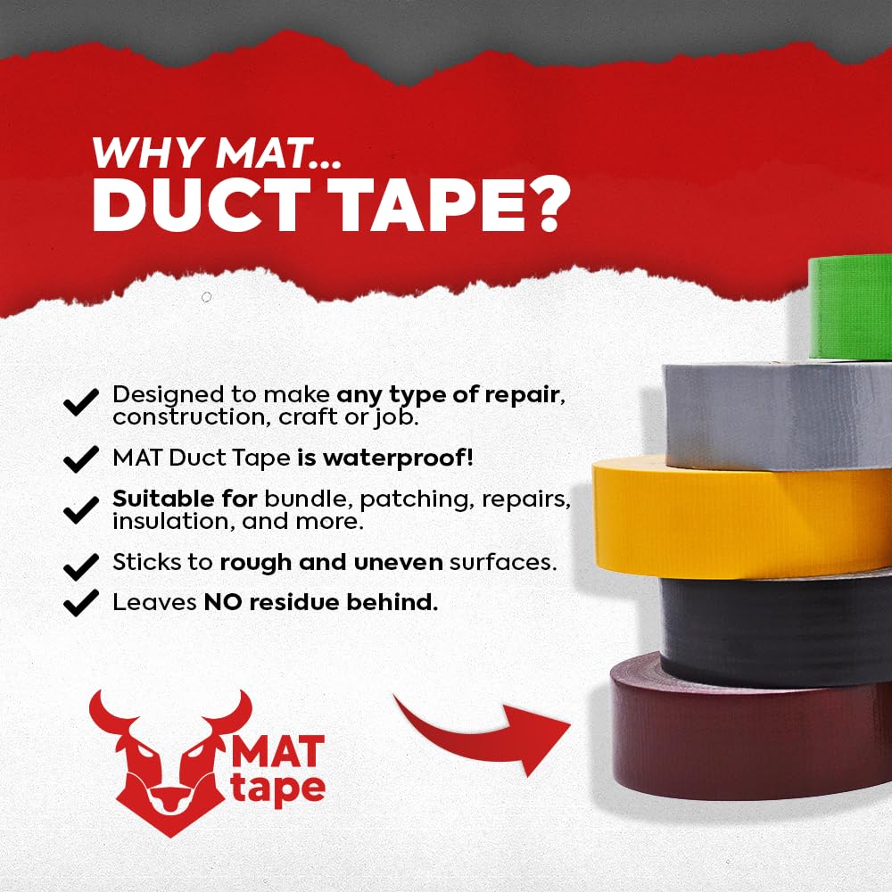 MAT Duct Tape Brown Industrial Grade, 2 inch x 60 ft. Waterproof, UV Resistant for Crafts, Home Improvement, Repairs, & Projects