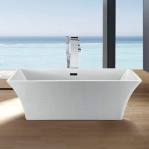 vintage tub & bath dax 60 inch acrylic double ended freestanding tub - no faucet drillings