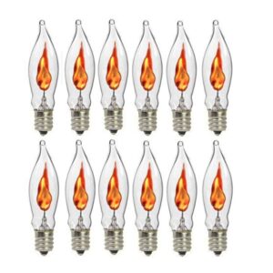 goothy 12 pack christmas flicker flame light bulbs, crystal clear chandelier flickering e12 candelabra base replacement bulbs for electric window candles indoor outdoor string light, 1 watt, 120 volts