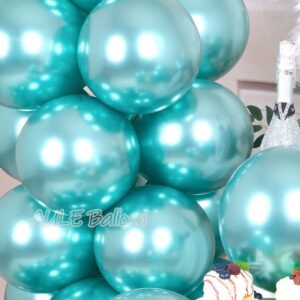 AULE Party Balloons 50 Pcs 12 inch Teal Green Metallic Chrome Helium Shiny Latex Thicken Balloon Perfect Decoration for Wedding Birthday Baby Shower Graduation Christmas Carnival