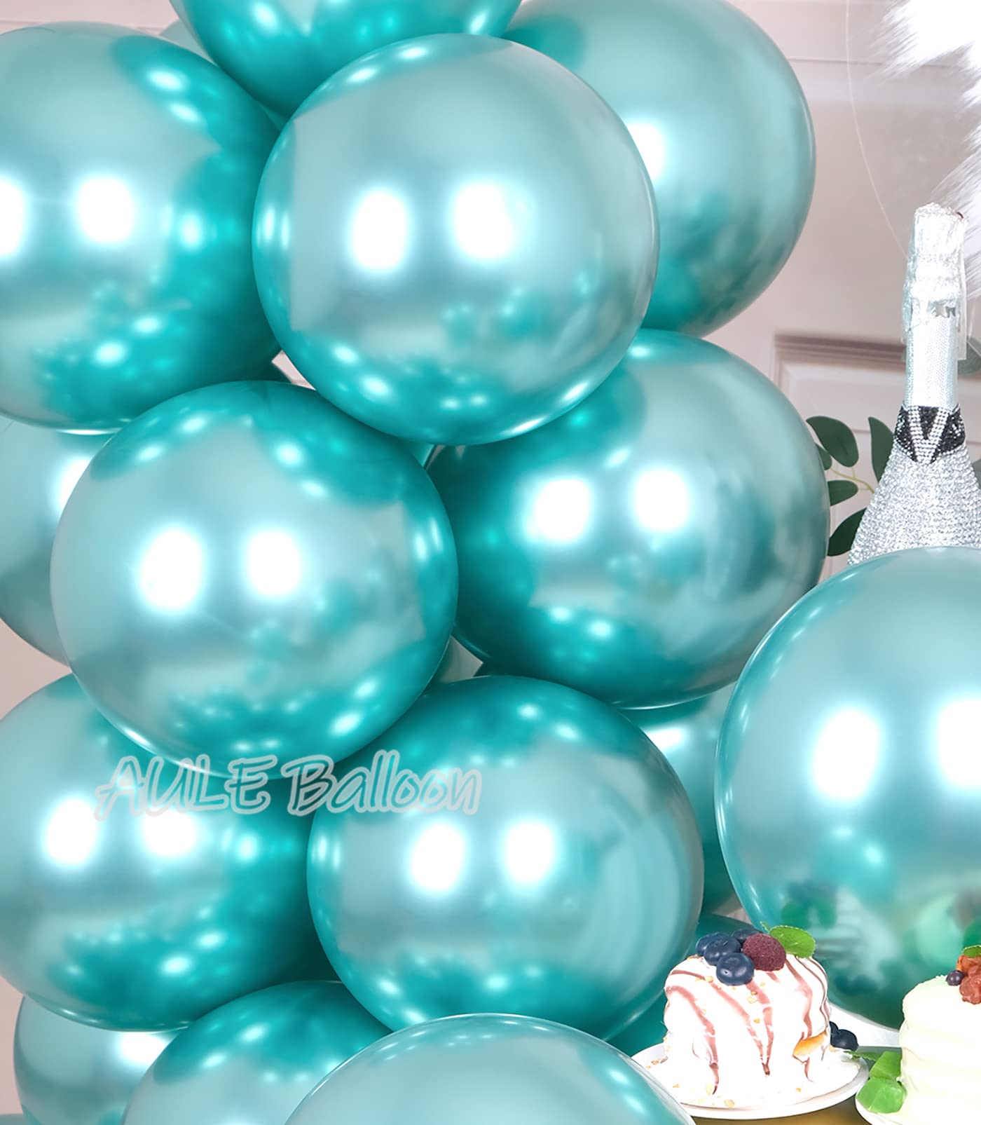 AULE Party Balloons 50 Pcs 12 inch Teal Green Metallic Chrome Helium Shiny Latex Thicken Balloon Perfect Decoration for Wedding Birthday Baby Shower Graduation Christmas Carnival