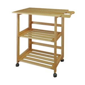 casual home trek folding natural kitchen cart, 27" w