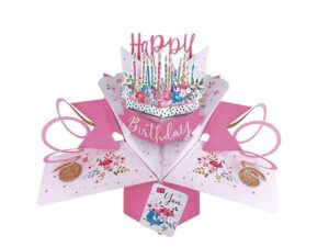 happy birthday cake pop-up greeting card original second nature 3d pop up cards