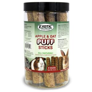 Apple & Oat Puff Sticks (6 oz.) - Healthy Natural High Fiber Chew Treat Made with Oat Hay - Rabbits, Guinea Pigs, Hamsters, Chinchillas, Degus, Prairie Dogs, Squirrels, Skunks, Opossums, Small Pets