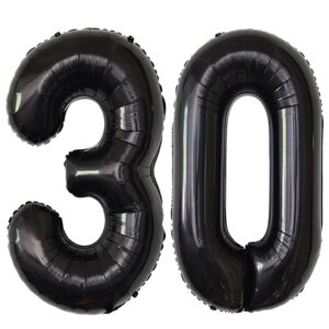 black 30 number balloons giant jumbo number 30 foil mylar balloons for women men 30th birthday party supplies 30 anniversary events decorations