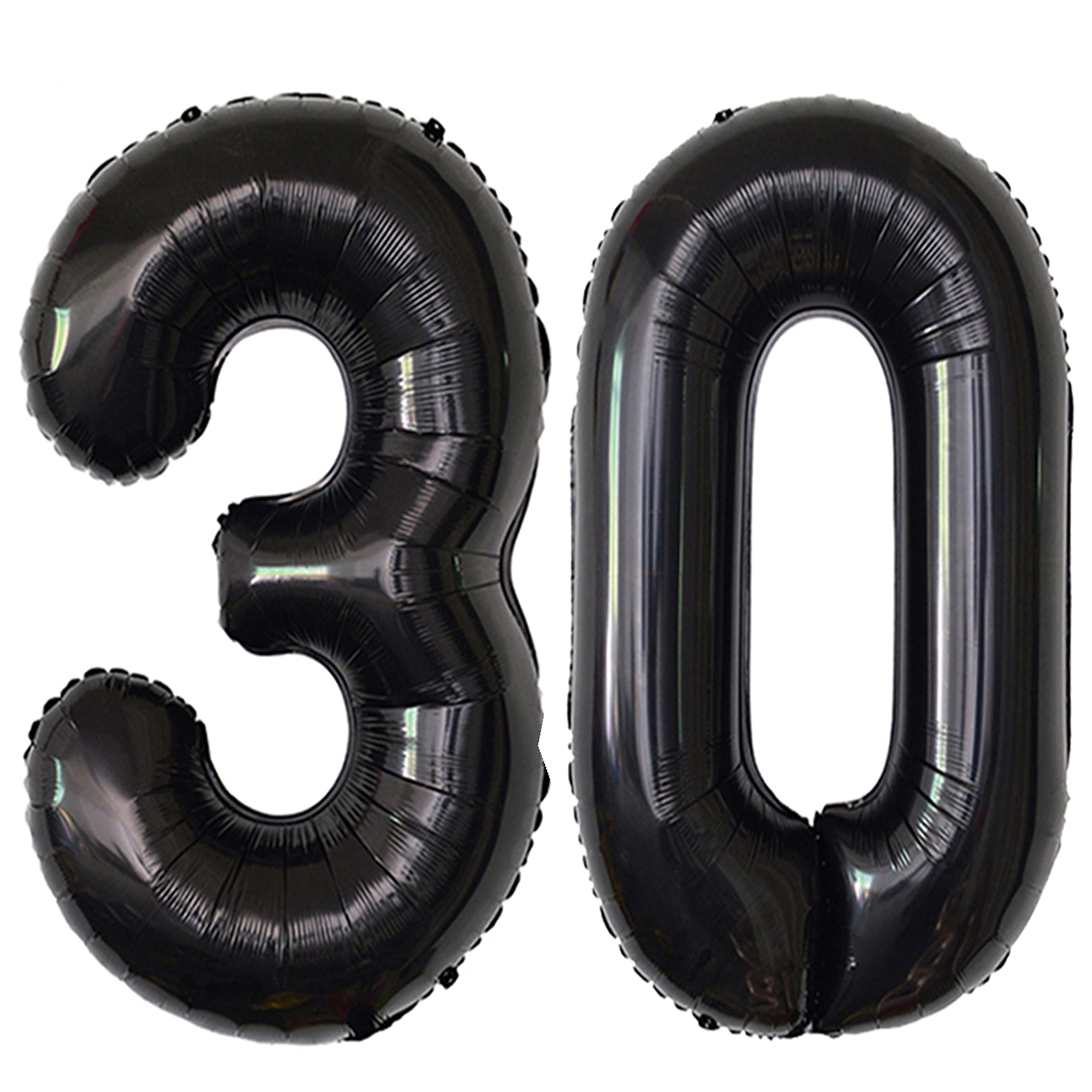 Black 30 Number Balloons Giant Jumbo Number 30 Foil Mylar Balloons for Women Men 30th Birthday Party Supplies 30 Anniversary Events Decorations