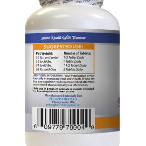 Dog Joint and Hip Supplement Senior - Pets Turmeric Joint Health - for Dogs and Cats - Advanced Complex - chondroitin for Dogs - 3 Bottles (180 Tablets)