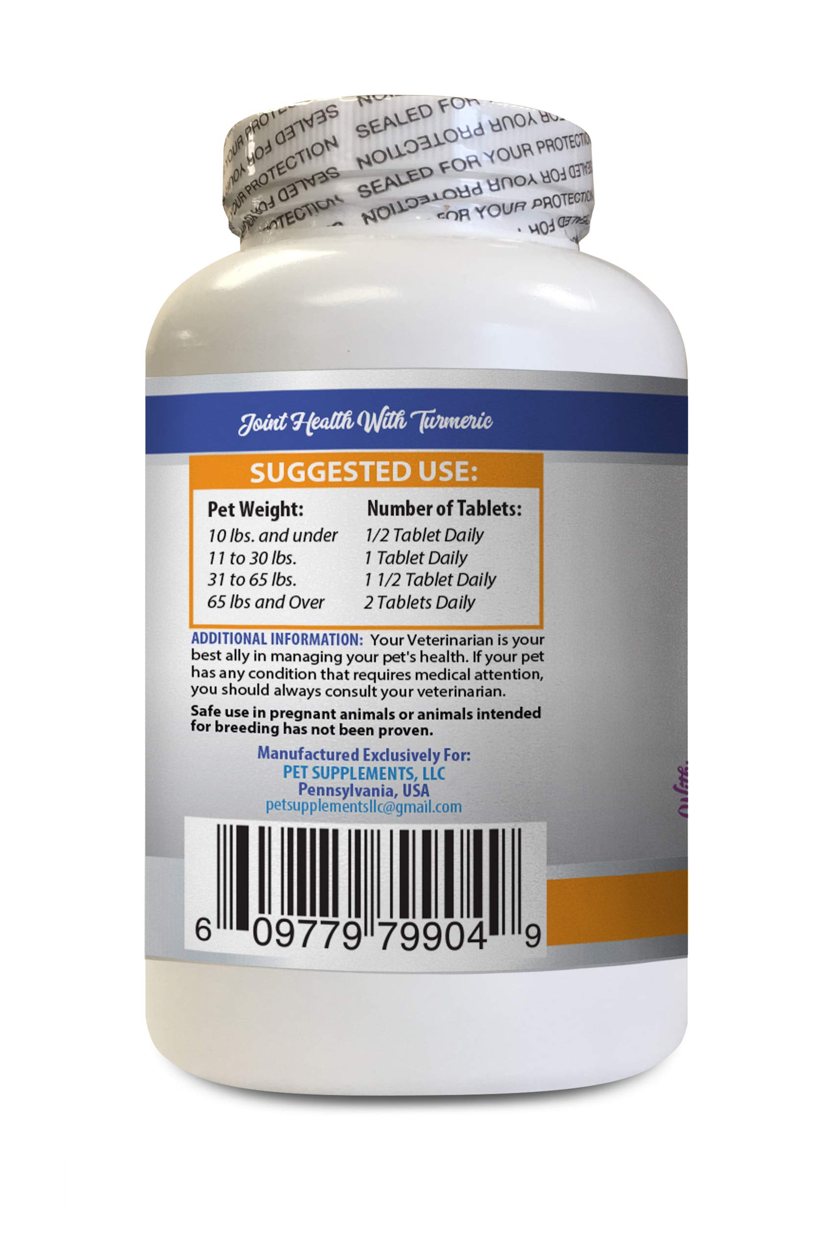 Dog Joint and Hip Supplement Senior - Pets Turmeric Joint Health - for Dogs and Cats - Advanced Complex - chondroitin for Dogs - 3 Bottles (180 Tablets)