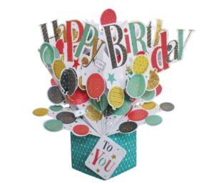 second nature pop ups second nature birthday balloons pop up greeting card - pop169,multi colour,20cm x 20cm