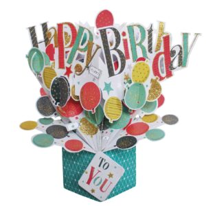 Second Nature Pop Ups Second Nature Birthday Balloons Pop Up Greeting Card - POP169,Multi Colour,20cm x 20cm