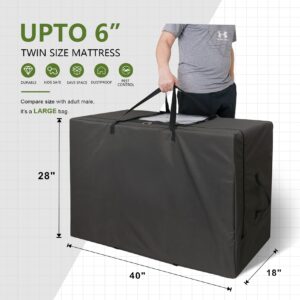 Cuddly Nest Folding Mattress Storage Bag - Heavy Duty Carry Case for Tri-Fold Guest Bed Mattress (Fits 6" TWIN & TWIN XL Mattress)