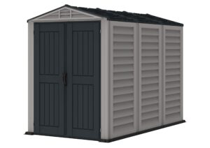 duramax 35825 yardmate plus outdoor vinyl storage shed, adobe/grey