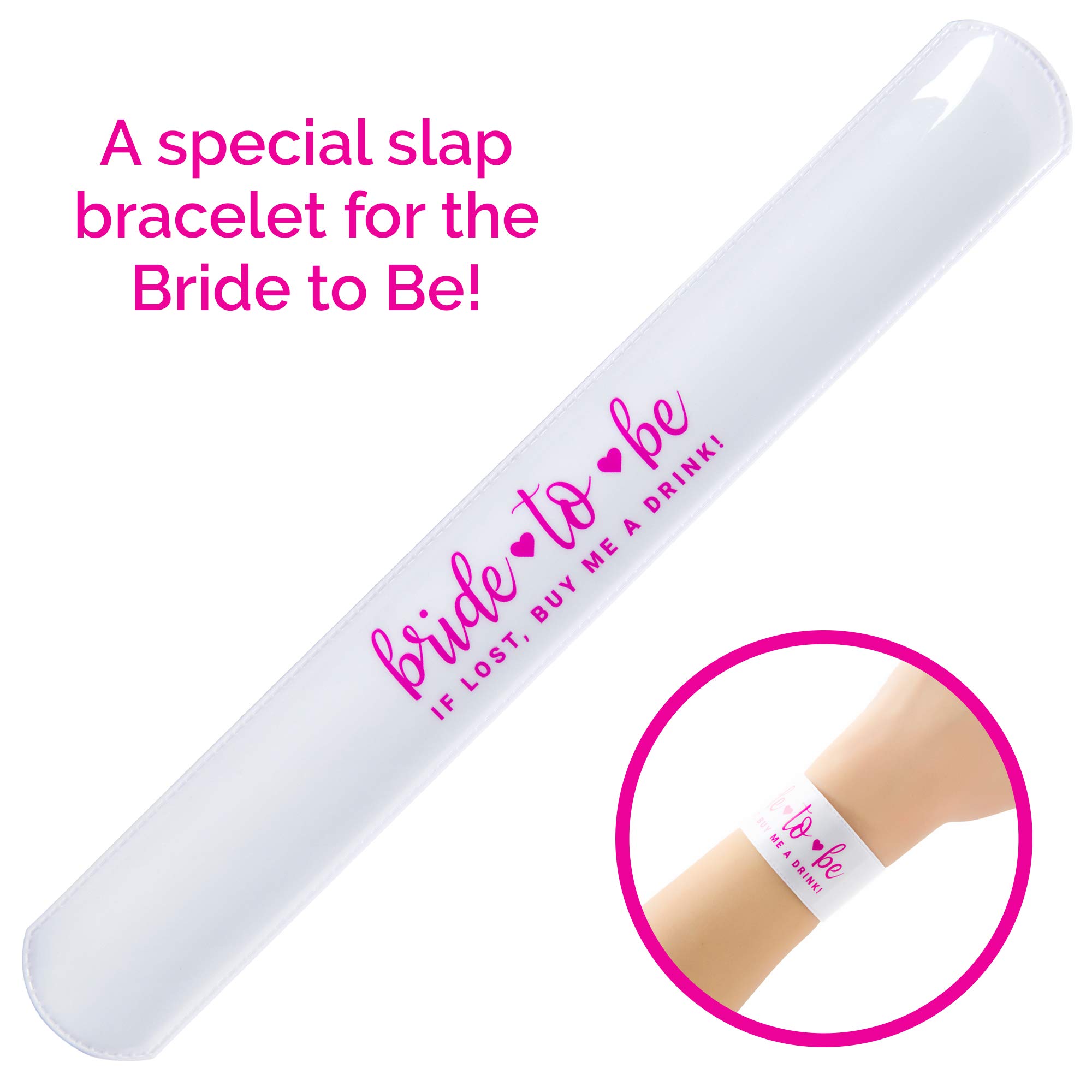 Pop Fizz Designs Bachelorette Slap Bracelets | Bachelorette Party Favors | Bride Tribe Gifts (Pink)