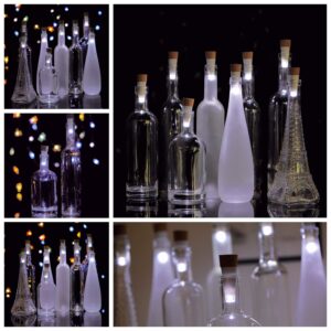 KZOBYD 4 Pack Rechargeable Bottle Lights Mini Cork Shaped Craft Lights USB Powered Fairy Cork Lights for Wine Bottles Party Décor Christmas Halloween Wedding (White)