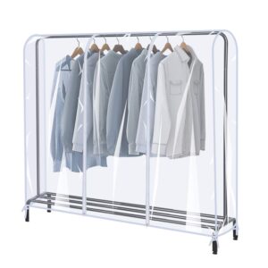 siwutiao garment rack cover,5ft transparent peva clothing rack cover only, clear clothes dustproof waterproof cover