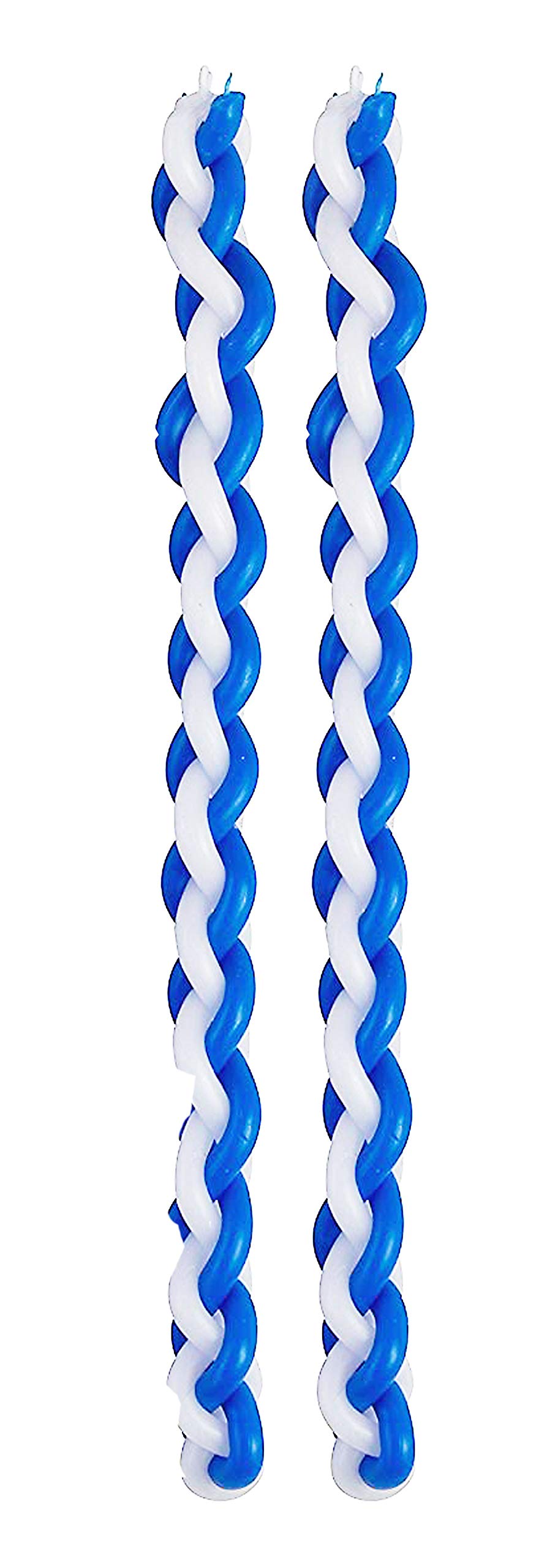 Ner Mitzvah Braided Havdalah Candle - 2-Pack - Blue and White Paraffin Wax - Handcrafted Havdallah Candle - Shabbat Judaica Gift