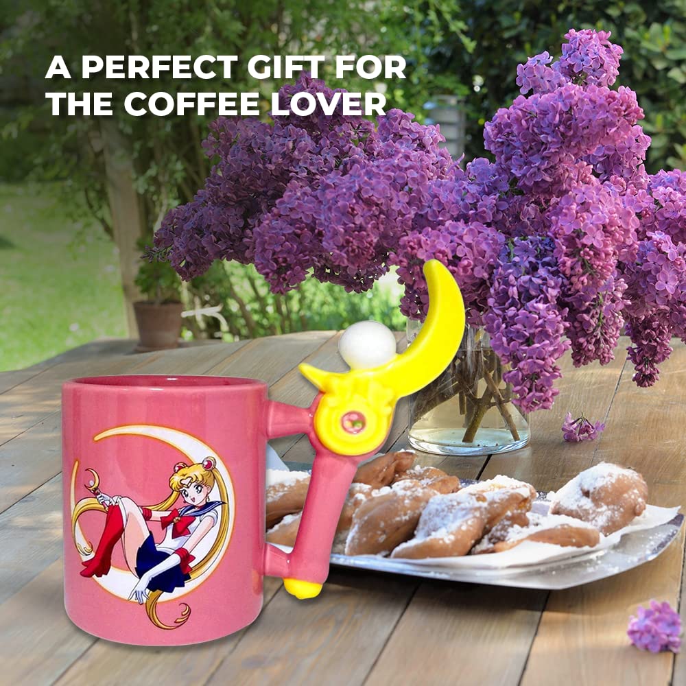 JUST FUNKY Sailor Moon Coffee Mug | 3D Molded Pink colored Ceramic Coffee Mug | Set of 1 | Anime Mug| Sailor Moon Mug |Kitchen Stuff | 13Oz Coffee Mug