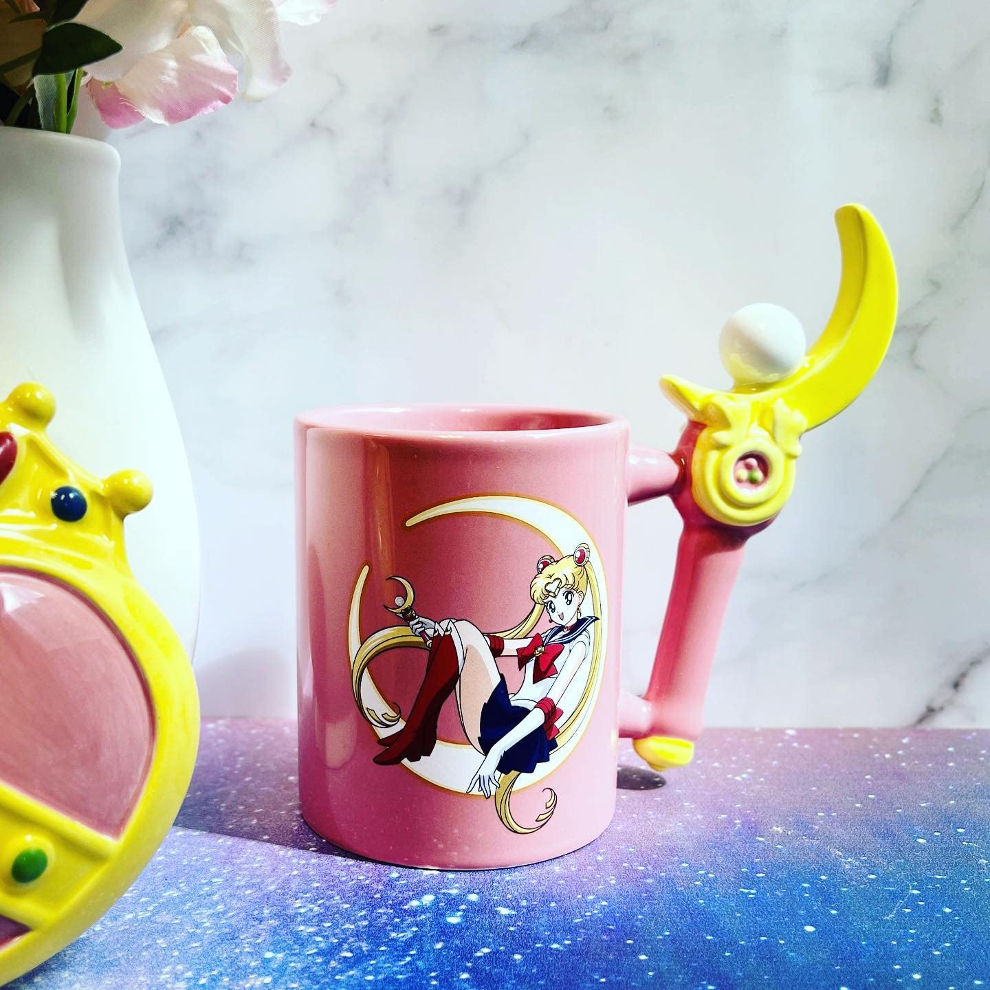 JUST FUNKY Sailor Moon Coffee Mug | 3D Molded Pink colored Ceramic Coffee Mug | Set of 1 | Anime Mug| Sailor Moon Mug |Kitchen Stuff | 13Oz Coffee Mug