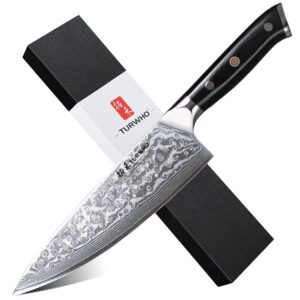 chef knife 8 inch - classic damascus pattern professional chef's knives japanese vg-10 steel kitchen knives