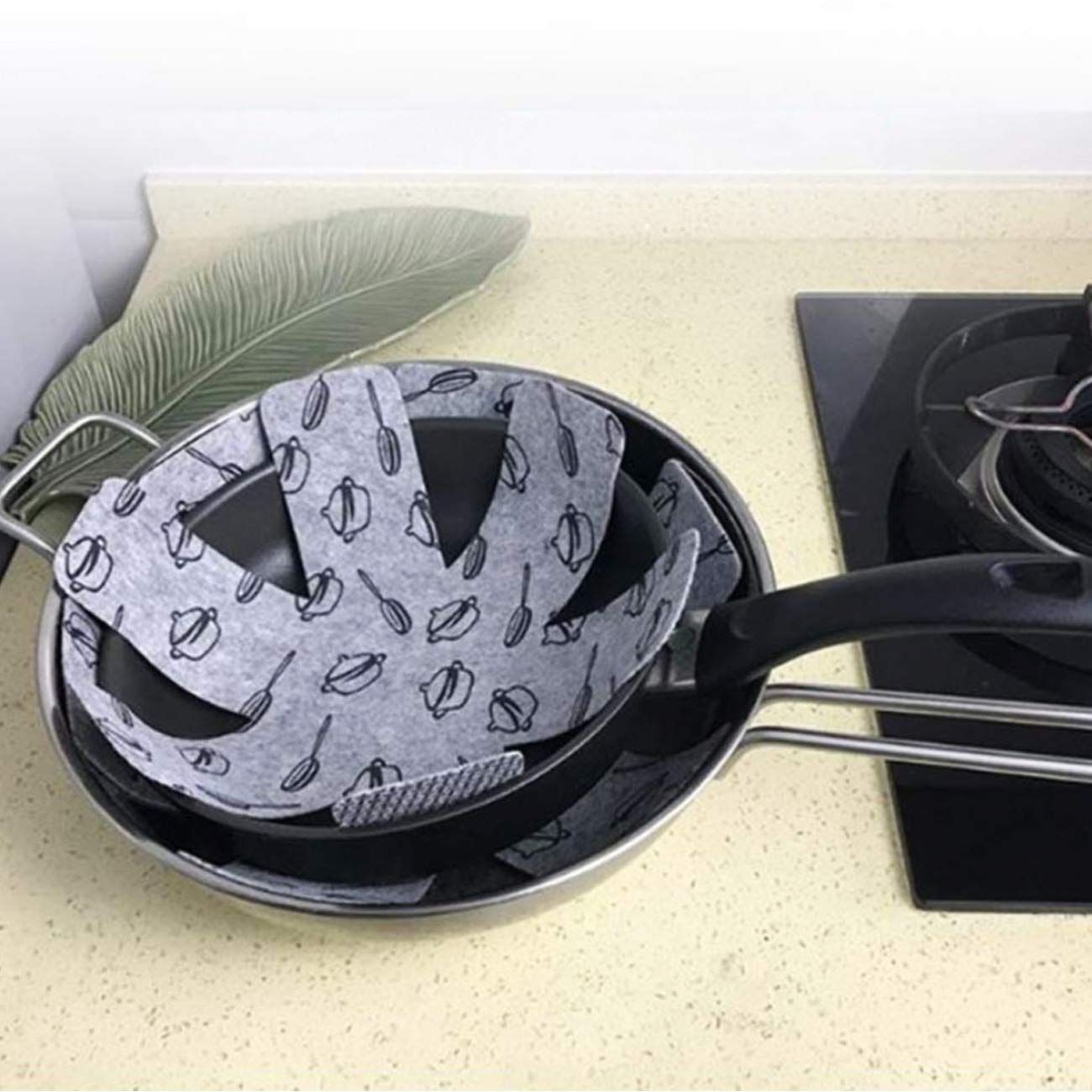 Acronde 12PCS Pot & Pan Protectors Cookware Protector Set Divider Pads to Prevent Scratching, Separate and Marring, 3 Sizes-15/14"/10" Diameter