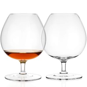 luxbe - brandy & cognac crystal glasses snifter, set of 2 - large handcrafted - crystal glass - bourbon - wine - 25.5-ounce