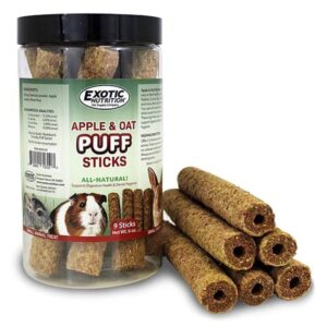 apple & oat puff sticks (6 oz.) - healthy natural high fiber chew treat made with oat hay - rabbits, guinea pigs, hamsters, chinchillas, degus, prairie dogs, squirrels, skunks, opossums, small pets