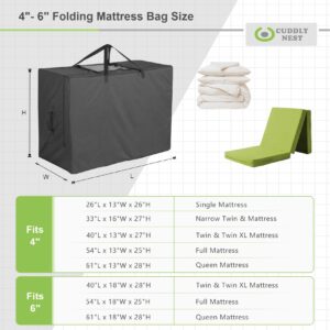 Cuddly Nest Folding Mattress Storage Bag - Heavy Duty Carry Case for Tri-Fold Guest Bed Mattress (Fits 6" TWIN & TWIN XL Mattress)