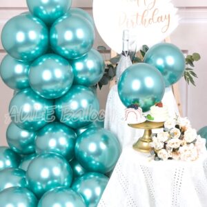 AULE Party Balloons 50 Pcs 12 inch Teal Green Metallic Chrome Helium Shiny Latex Thicken Balloon Perfect Decoration for Wedding Birthday Baby Shower Graduation Christmas Carnival