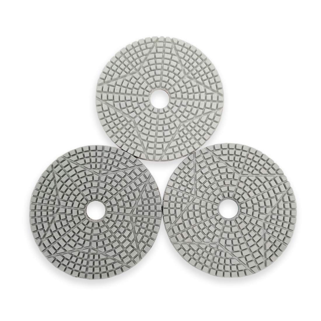 DT-DIATOOL Diamond 3 Step Polishing Pads 4 Inch for Granite Marble Terrazzo(Set of 3 Pieces + Alu Backer)