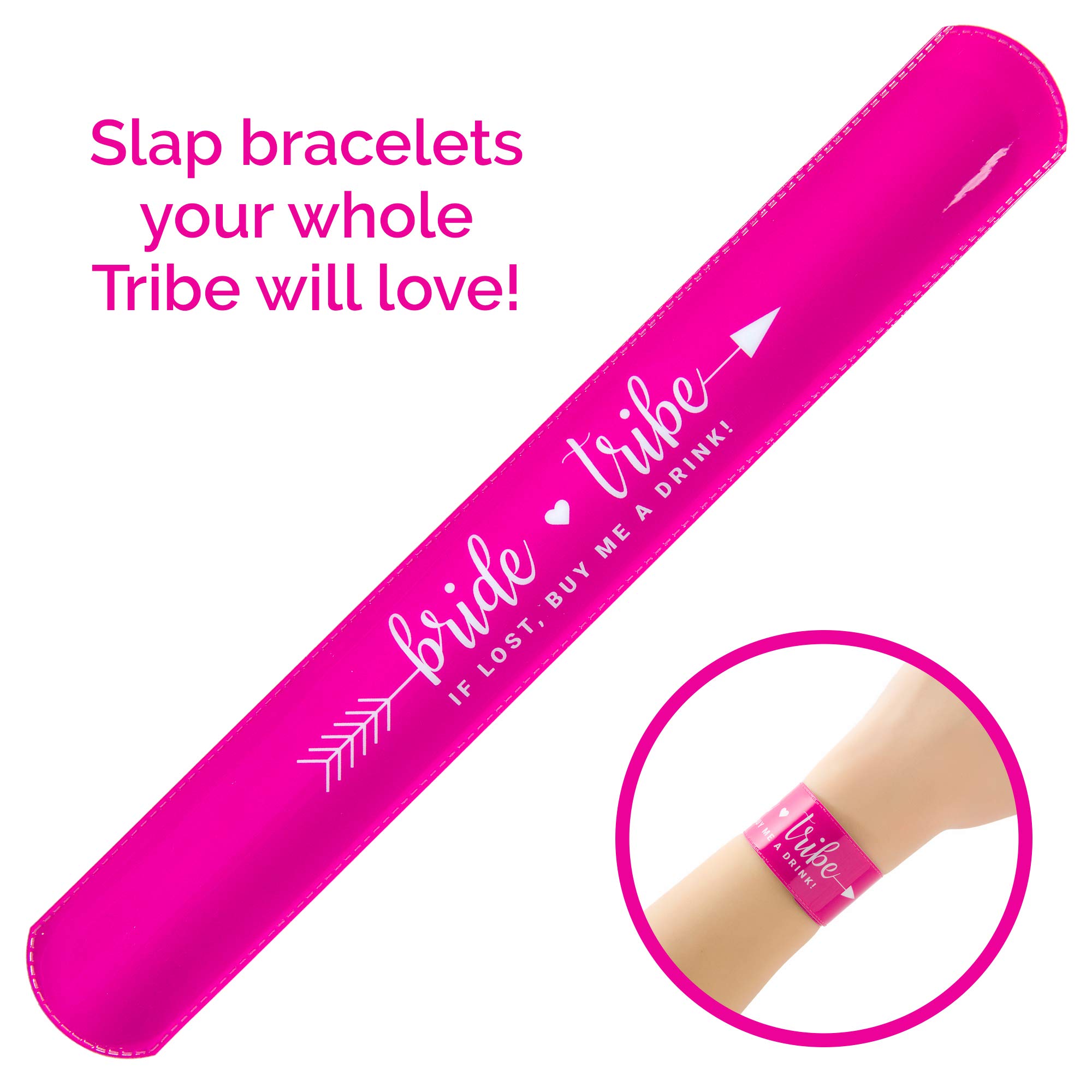 Pop Fizz Designs Bachelorette Slap Bracelets | Bachelorette Party Favors | Bride Tribe Gifts (Pink)