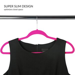 Simplify 100 Pack Slim Velvet Suit Hangers in Fuchsia, Fuschia