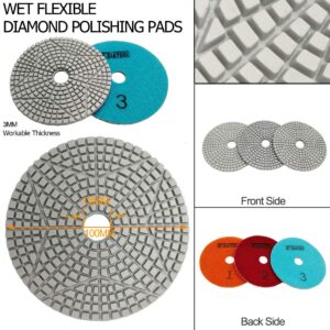 DT-DIATOOL Diamond 3 Step Polishing Pads 4 Inch for Granite Marble Terrazzo(Set of 3 Pieces + Alu Backer)