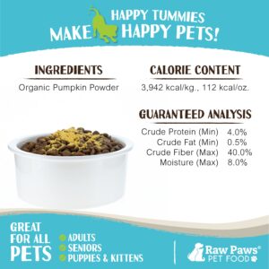 Raw Paws Boost Pet Food Topper Organic Pumpkin Powder, 3-oz - Made in USA - Grain-Free Dog Toppers for Dry Food - Anti Scoot Powder Pumpkin for Dogs - Vegan Dog Food Gravy - Dog Meal Toppers for Dogs